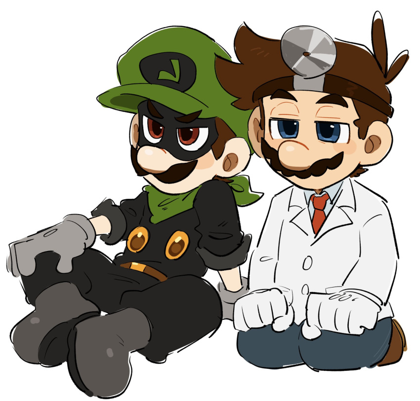 Safebooru - 2boys brothers brown hair carrying clenched teeth dr. mario ...