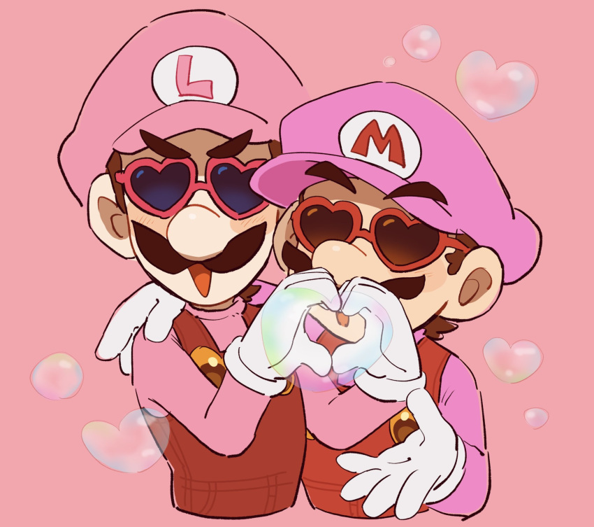 Safebooru - 2boys blue eyes blue overalls brown hair bubble luigi ...