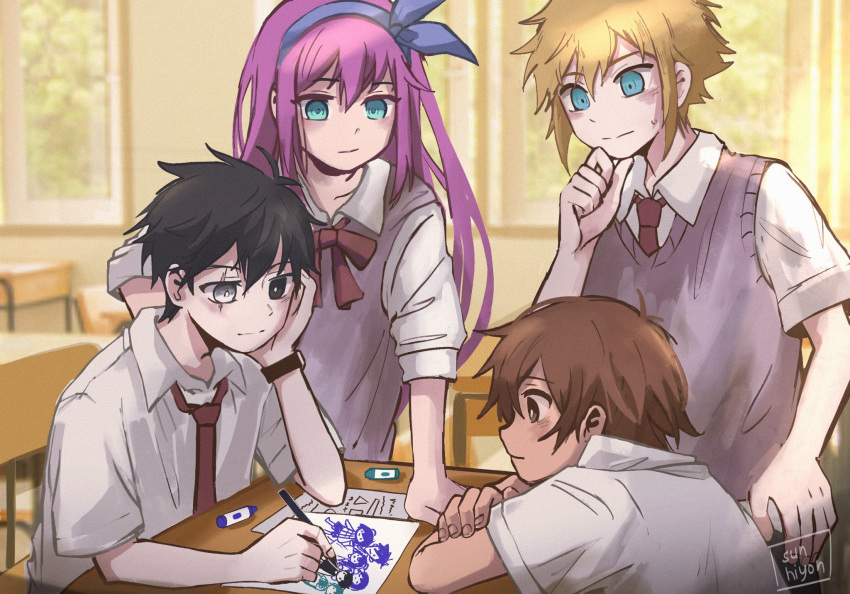 Safebooru - 1girl 3boys alternate costume aubrey (faraway) (omori ...