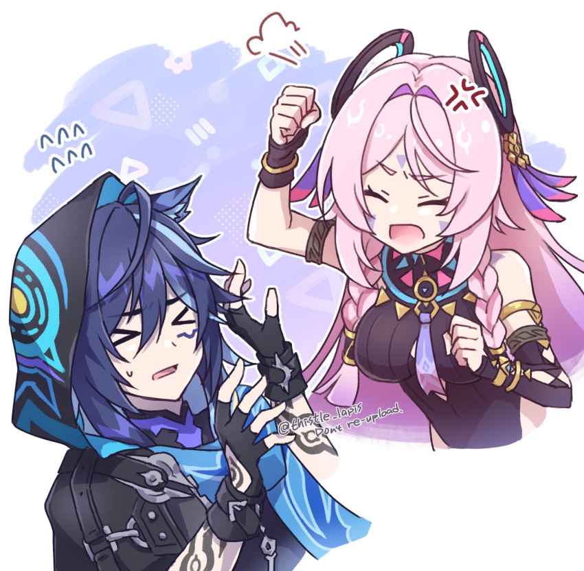 Safebooru - 1boy 1girl anger vein angry animal ears bare shoulders ...