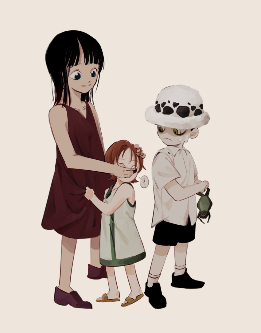 Safebooru - 1boy 2girls ? aged down animal black eyes black hair black ...