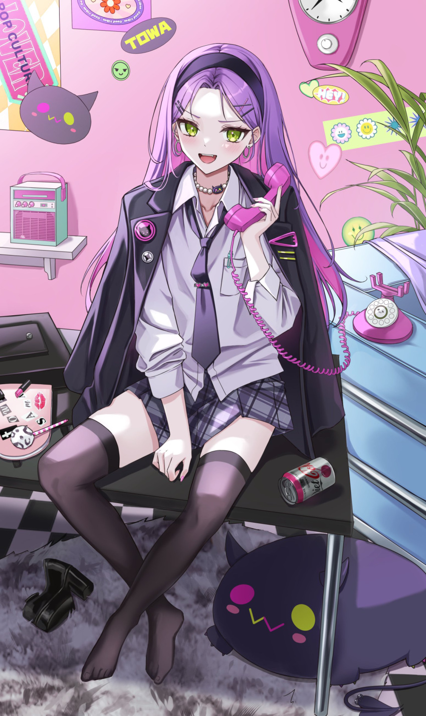 Safebooru - 1girl absurdres alternate costume alternate hairstyle arm support badge bedroom ...