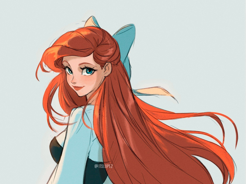 Safebooru - 1girl ariel (disney) blue bow blue eyes bow closed mouth ...