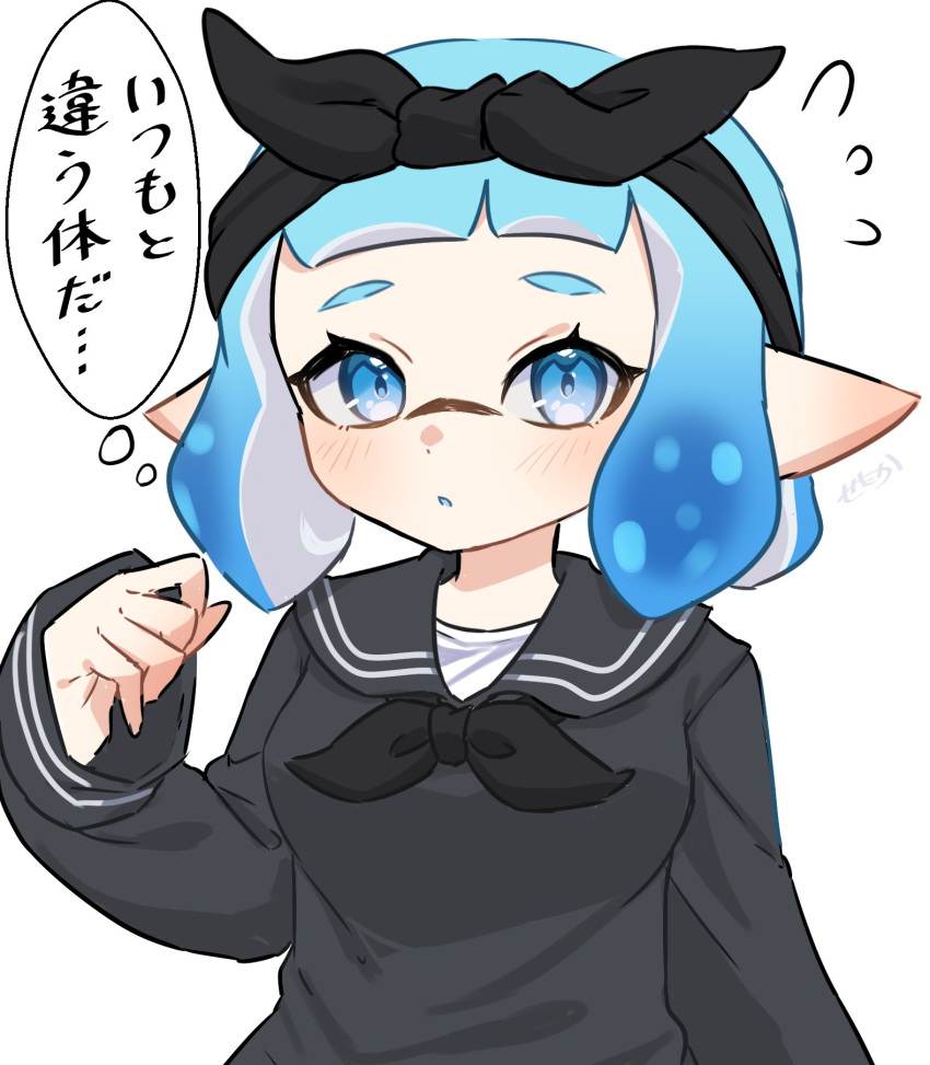 Safebooru - 1girl amakusa setoka black bow black hairband black shirt blue eyes blue hair blush ...