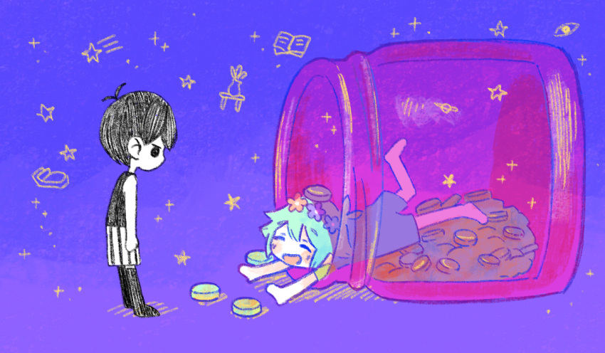 Safebooru - 2boys basil (headspace) (omori) basil (omori) black eyes ...