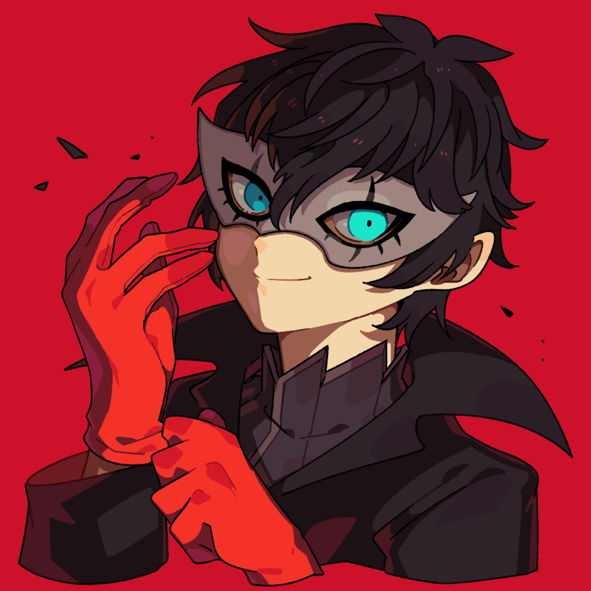 Safebooru - 1boy amamiya ren black coat black hair blue eyes closed mouth coat commission gloves ...