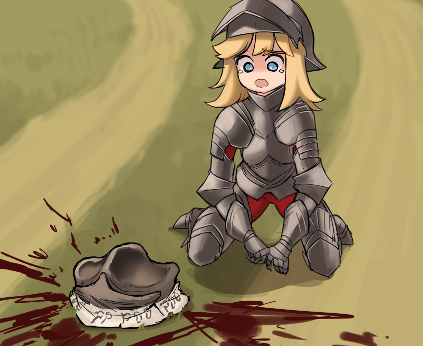 Safebooru - 1girl armor blonde hair blood blood splatter blue eyes breastplate centurii-chan ...