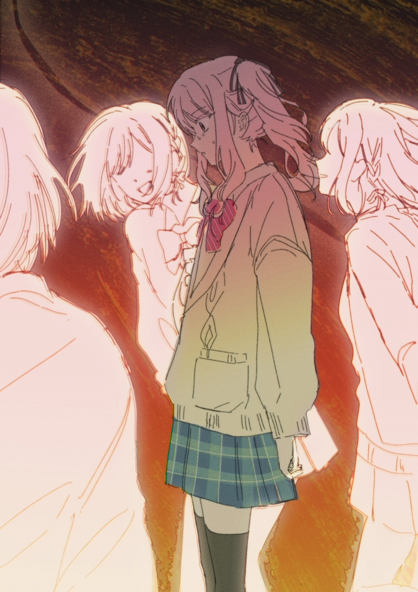 Safebooru - 1girl 1other absurdres akiyama mizuki angst black thighhighs blue skirt bow ...