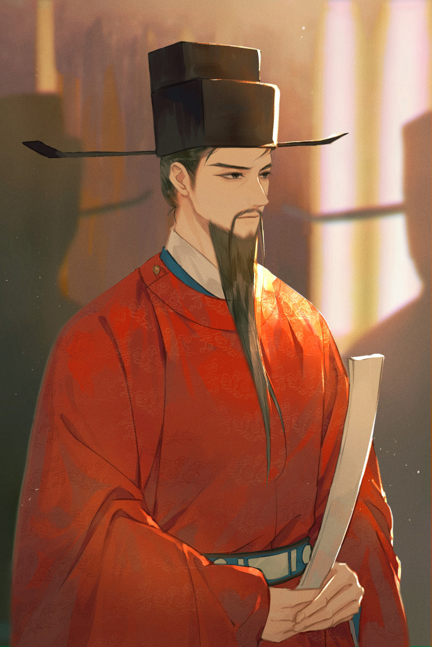 Safebooru - 1boy absurdres beard black eyes black hair chinese clothes ...