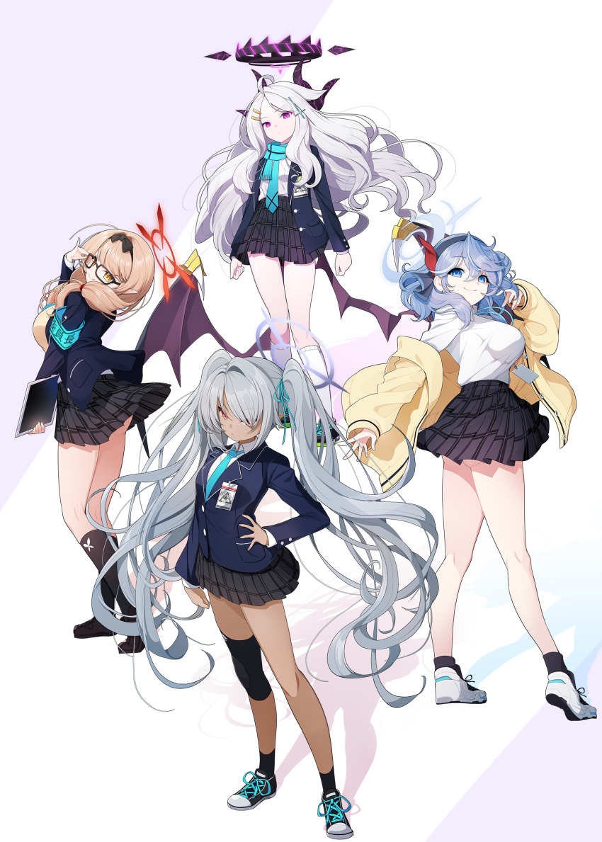 Safebooru - 4girls absurdres ahoge ako (blue archive) aqua armband aqua scarf ayane (blue ...