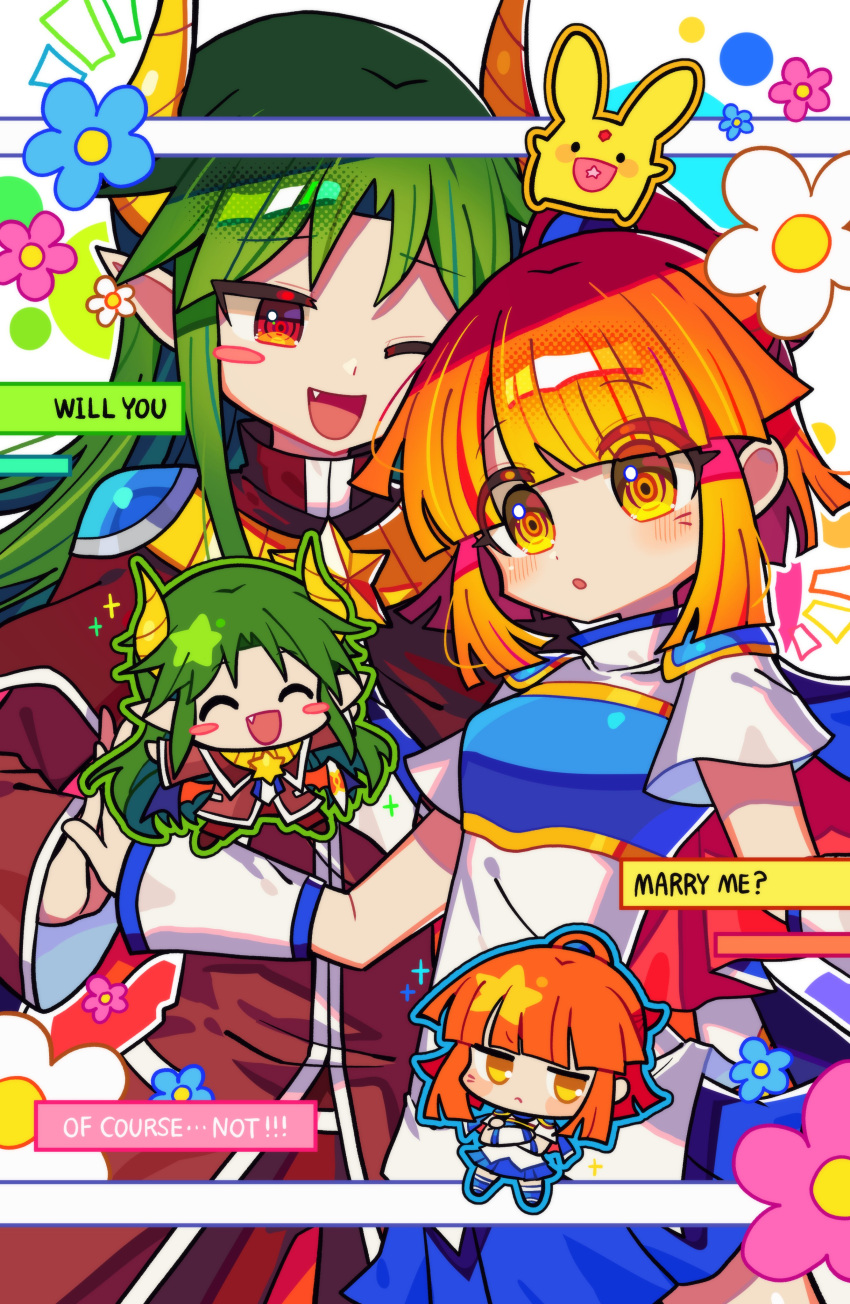 Safebooru - 1boy 1girl absurdres arle nadja armor blue skirt blunt bangs blush stickers ...