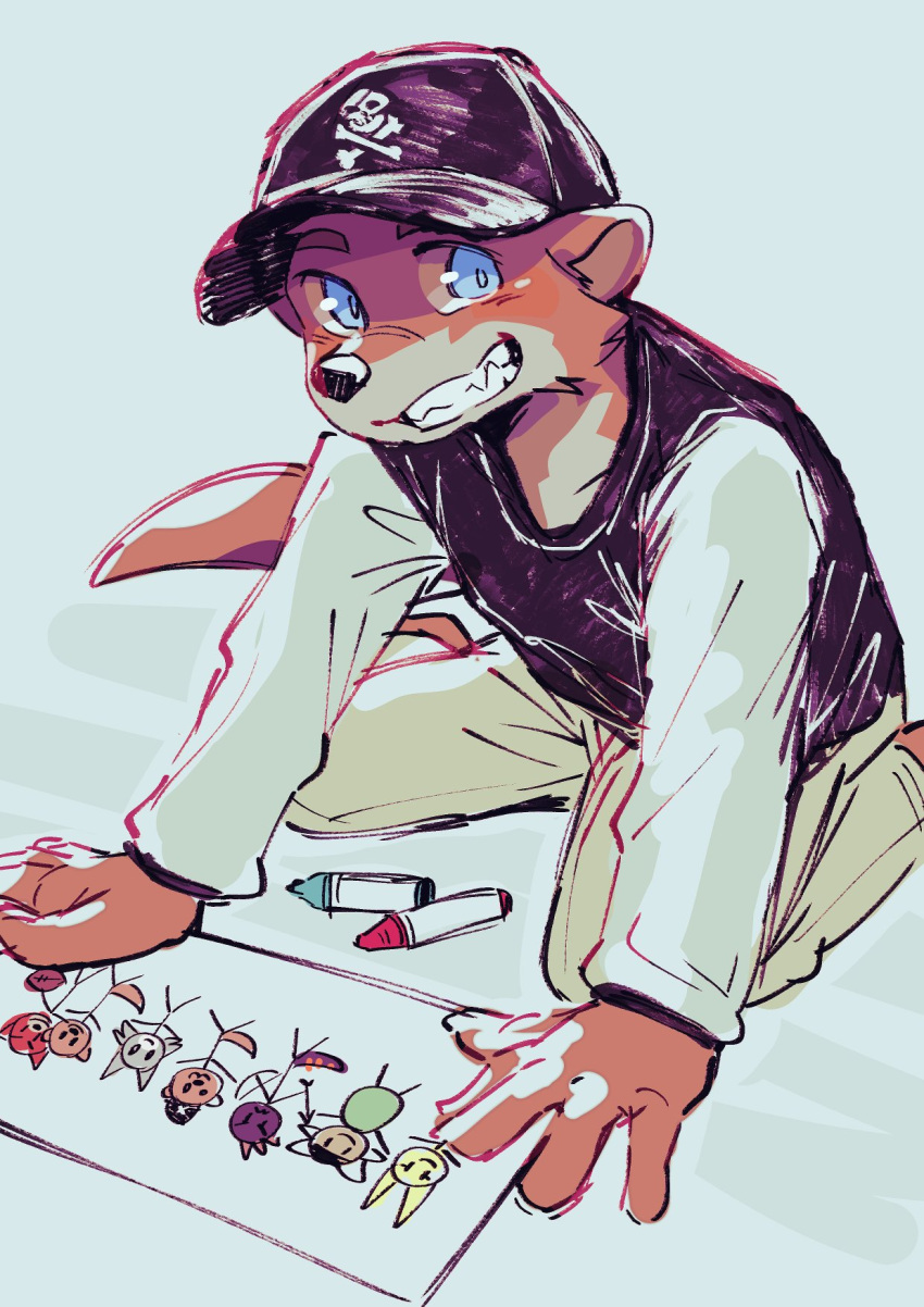 Safebooru - 1boy aged down animal ears black hat blue eyes carl ...