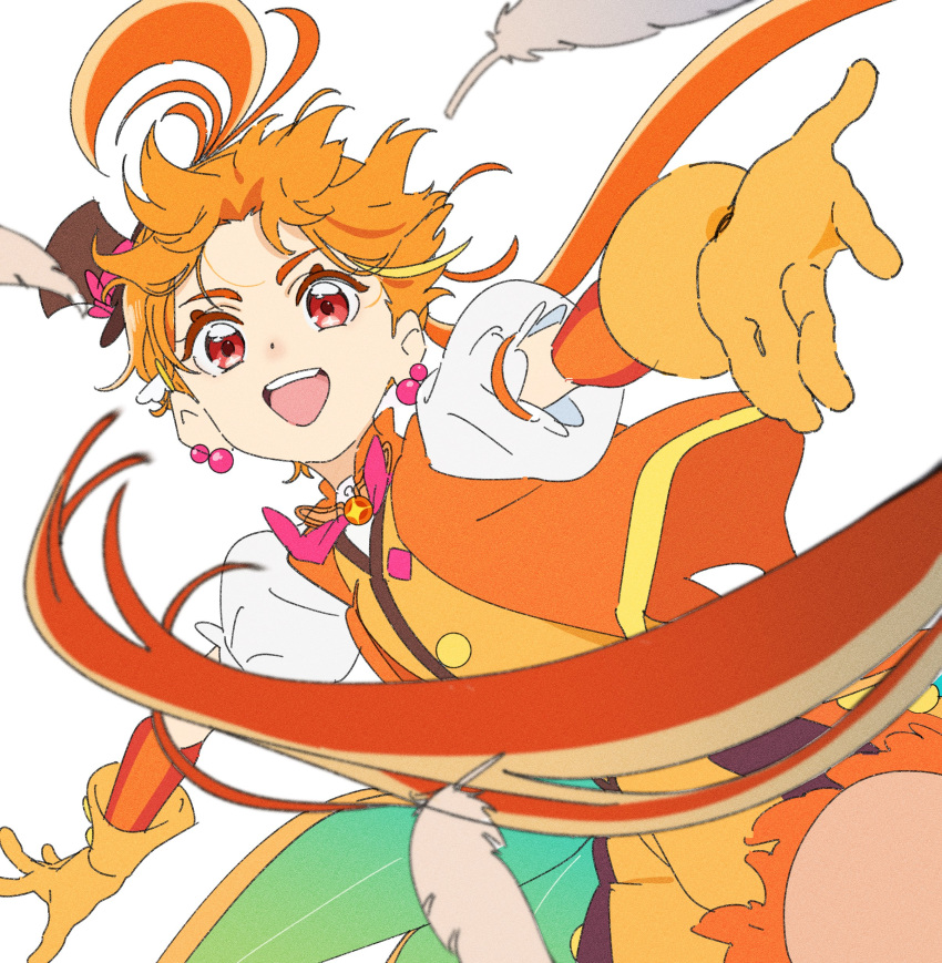 Safebooru - :d absurdres black hat cure wing dot nose falling feathers ...