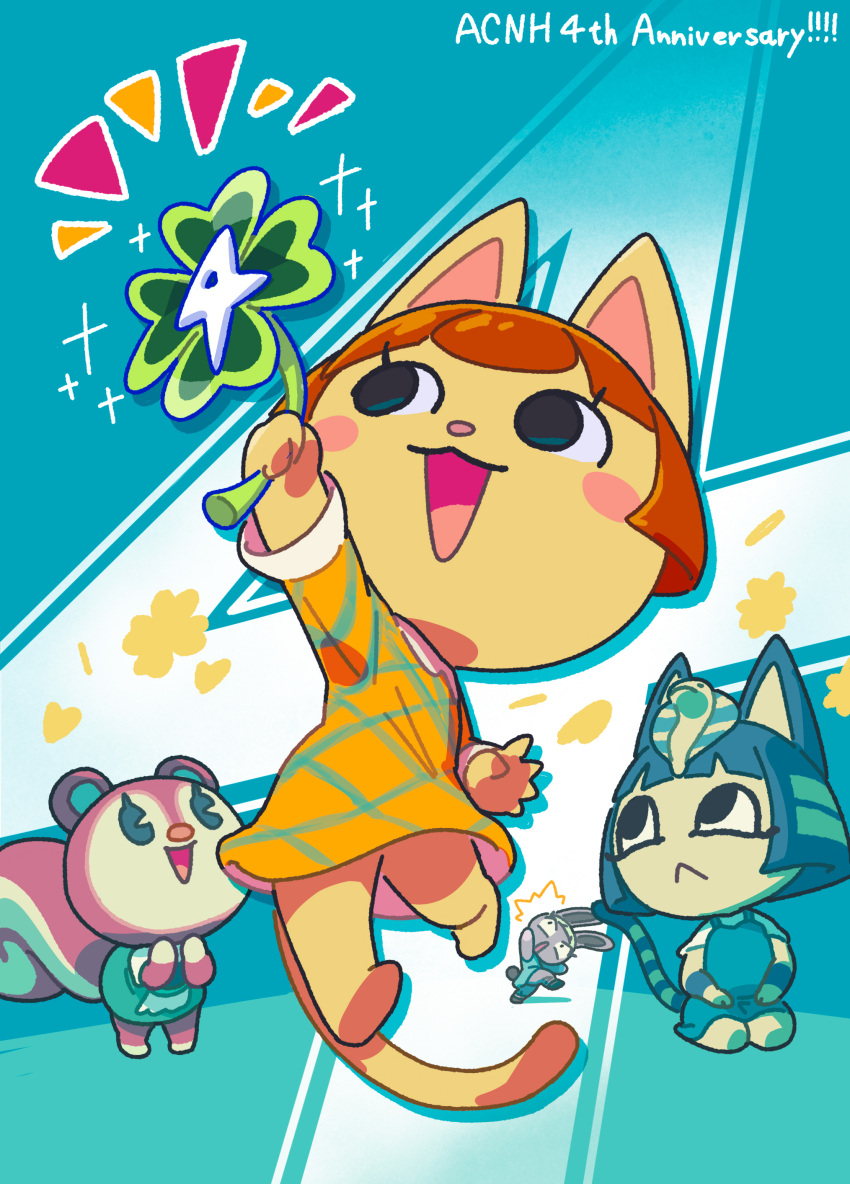 Safebooru - 4girls absurdres animal crossing animal ears ankha (animal crossing) anniversary ...