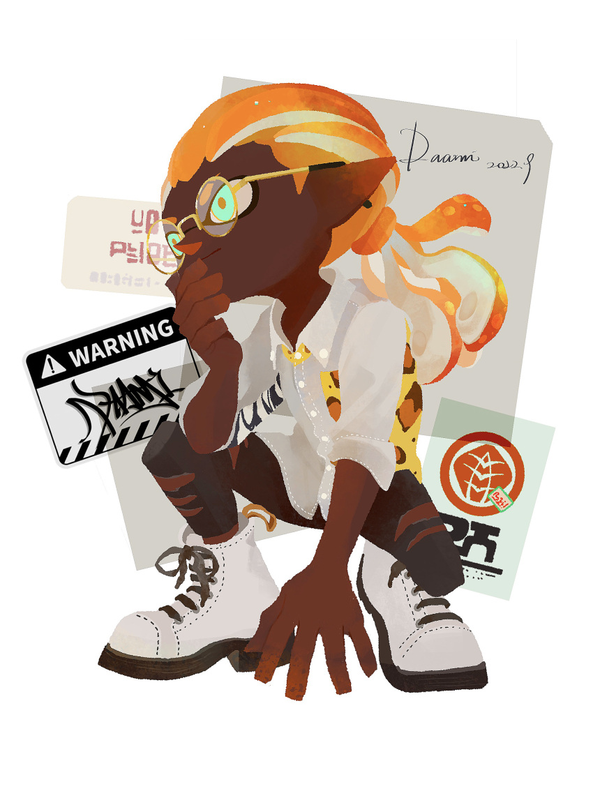 Safebooru - 1boy absurdres animal print aqua eyes between legs black ...