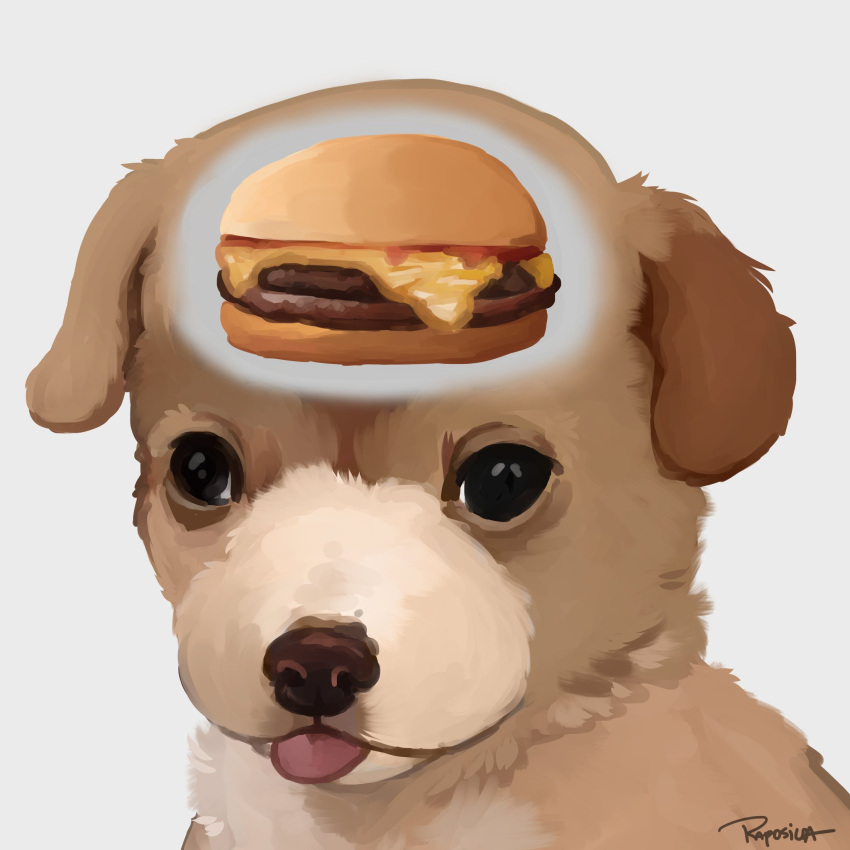 Safebooru - animal animal focus artist name bread burger dog doggo ...