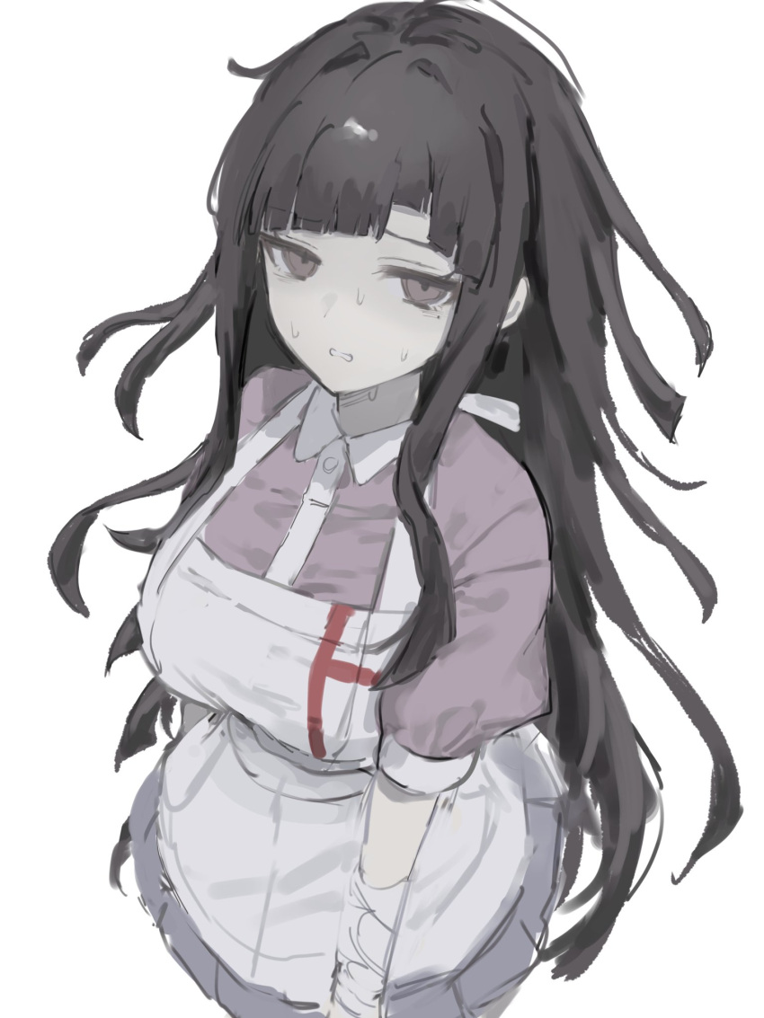 Safebooru - 1girl apron bandaged arm bandages black hair blush breasts danganronpa (series ...