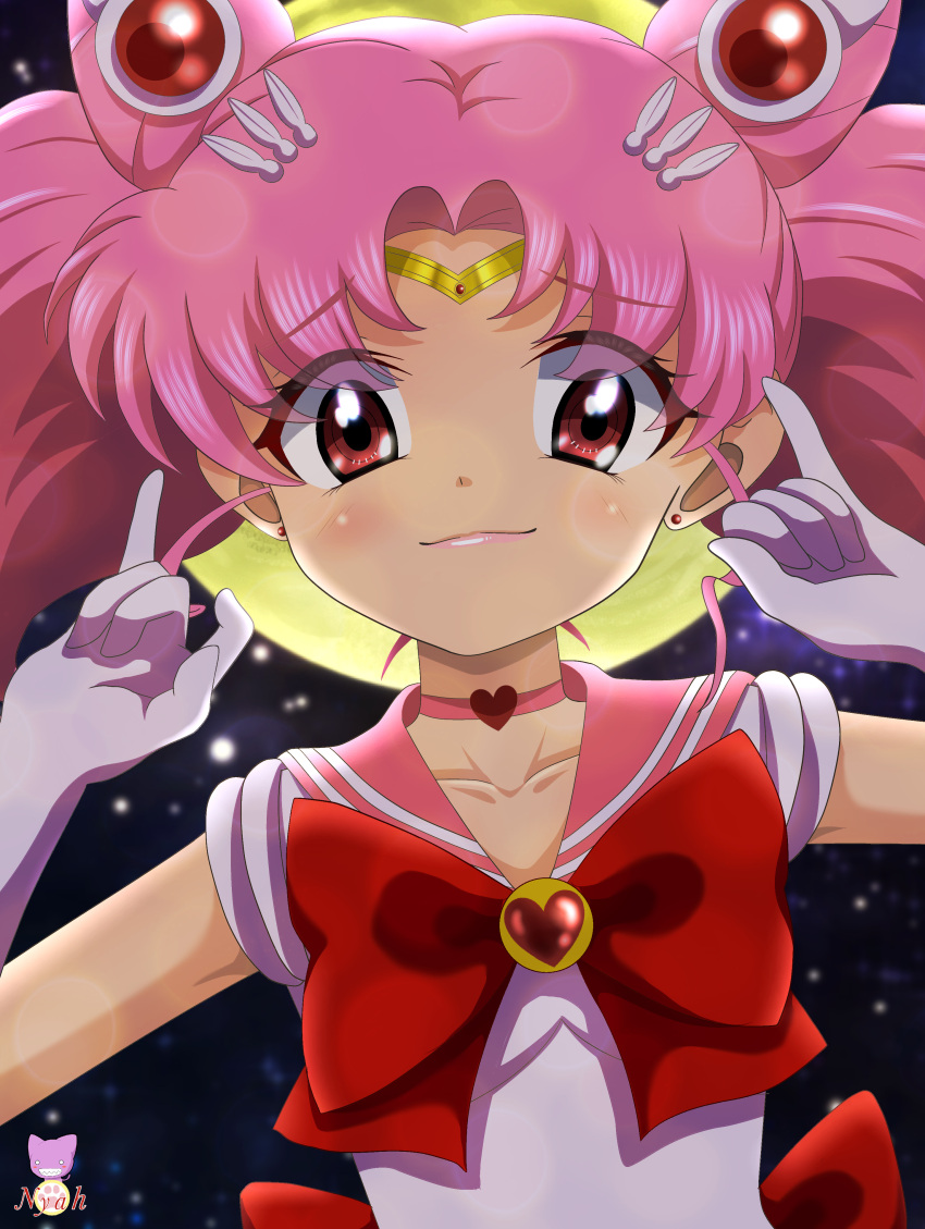 Safebooru - 1girl absurdres bishoujo senshi sailor moon black sky chibi usa choker elbow gloves ...