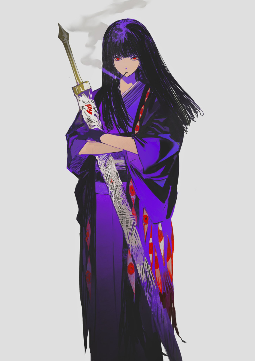 Safebooru - 1girl black hair cigarette extra eyes highres holding ...