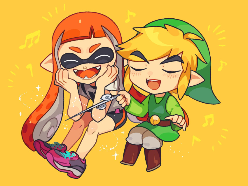 Safebooru - 1boy 1girl blonde hair blush brown footwear closed eyes ...