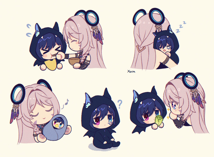 Safebooru - 1boy 1girl aged down animal ears armlet baby baby carry ...