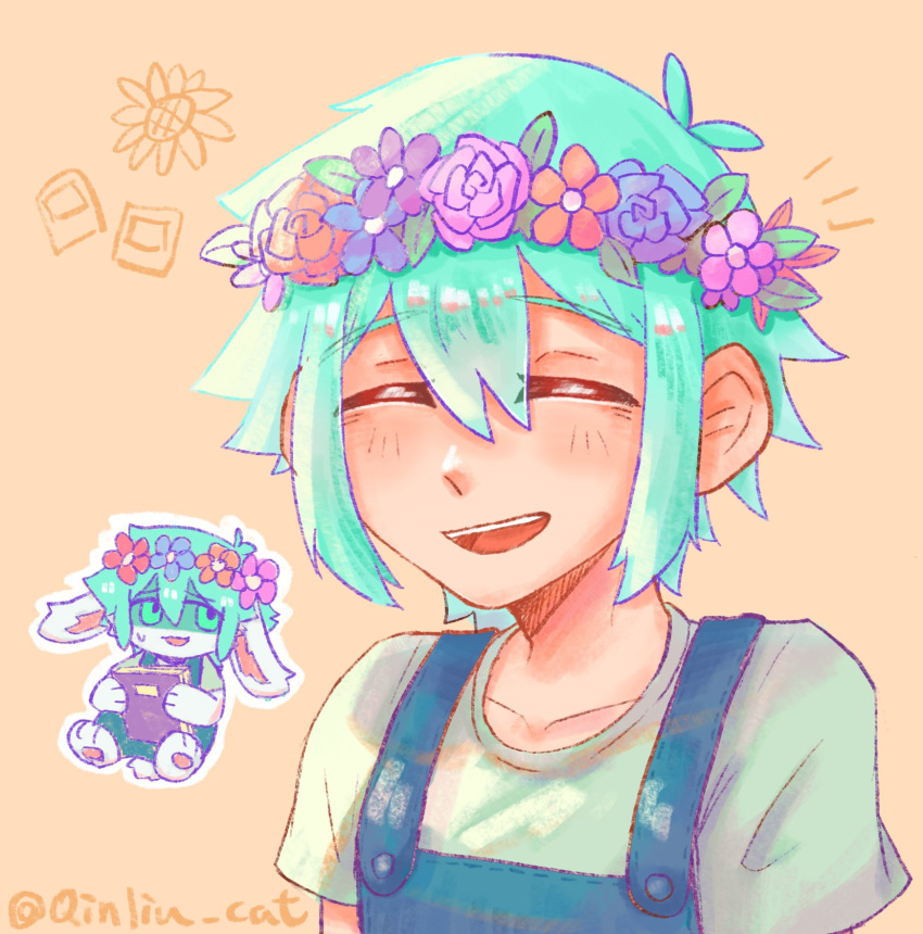 Safebooru - 1boy basil (headspace) (omori) basil (omori) blue overalls ...