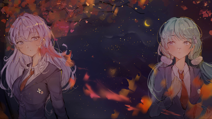 Safebooru - 2girls alisa (osu!) autumn leaves bandaid bandaid on face ...