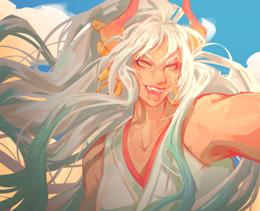 Safebooru - 1girl aqua hair blue sky clouds commentary earrings english ...