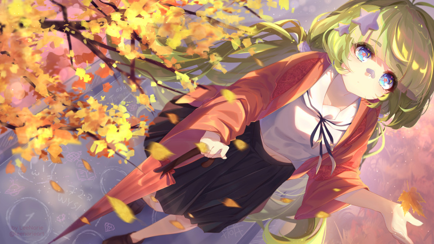 Safebooru - 1girl absurdly long hair animal print antenna hair autumn ...