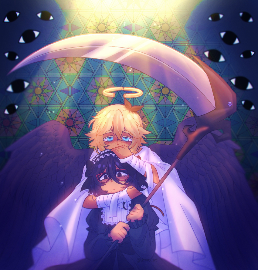 Safebooru - 1boy 1girl alternate costume angel wings bandaged arm ...