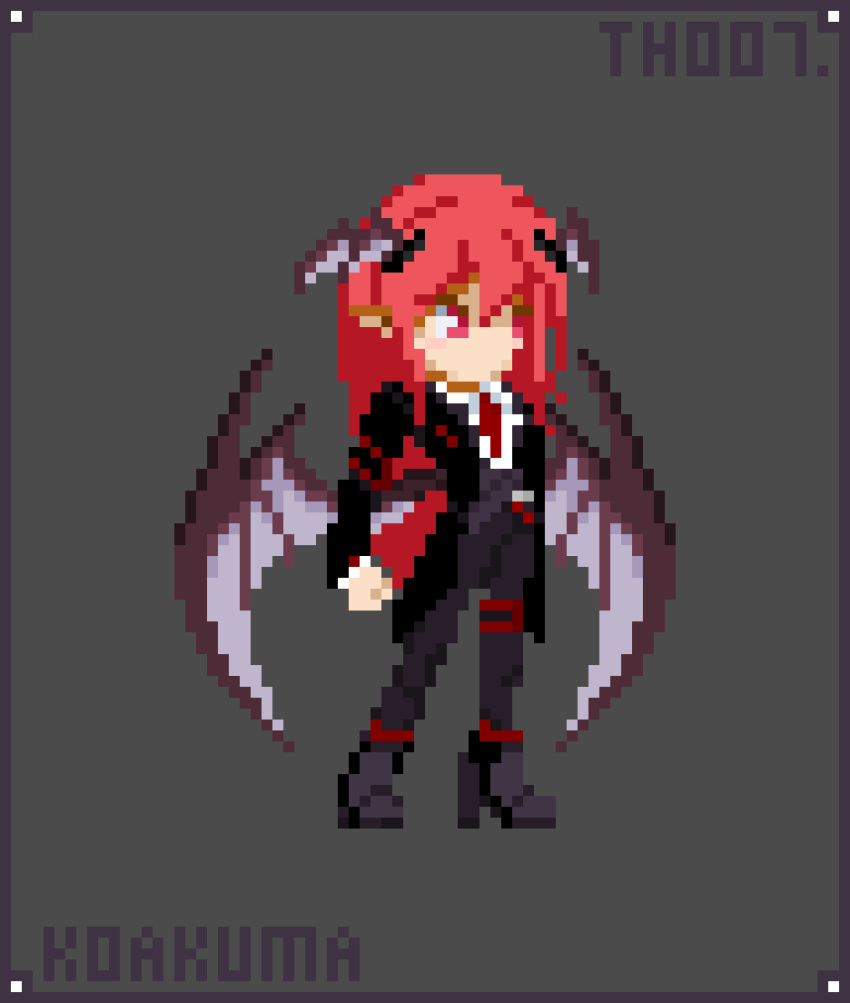 Safebooru - 1girl absurdres bat wings black footwear black jacket black pants character name ...