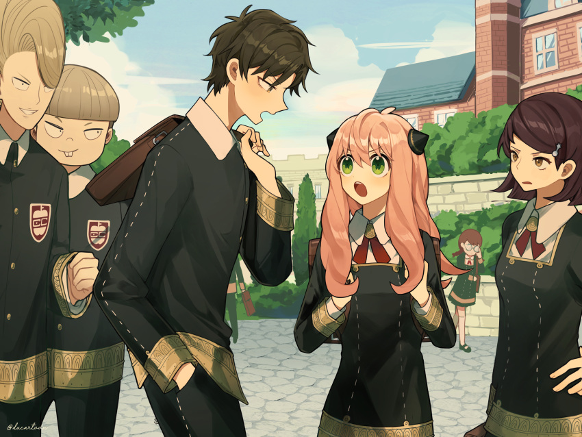 Safebooru - 3boys 3girls absurdres aged up anya (spy x family) bag becky blackbell black hair ...
