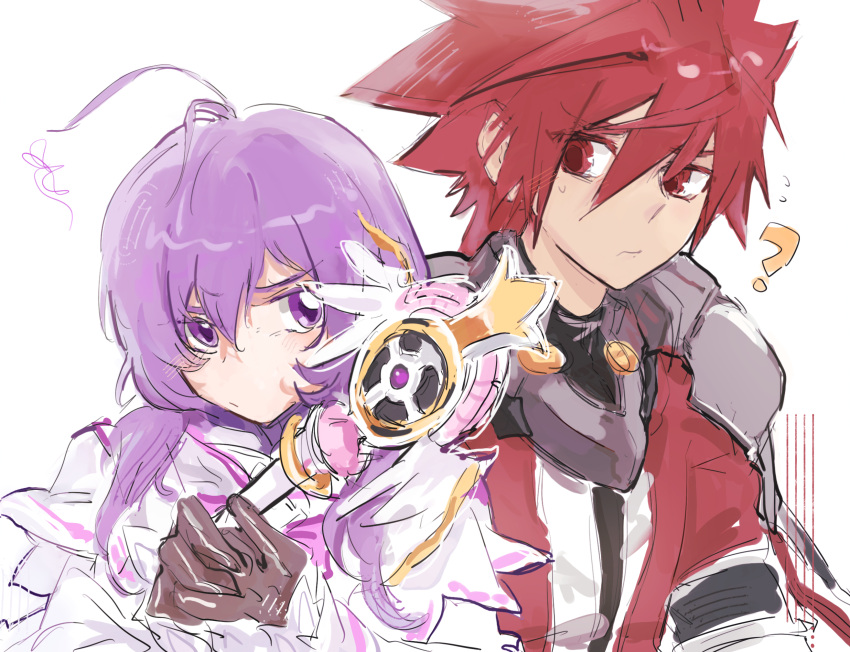 Safebooru - 1boy 1girl ? ahoge aisha landar armor blush brown gloves ...