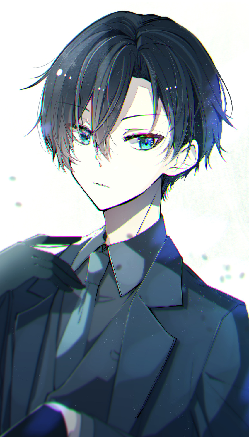 Safebooru - 1boy :| absurdres black gloves black hair black jacket black necktie black shirt ...