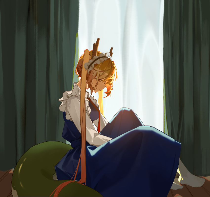 Safebooru - 1girl absurdres blonde hair blue dress chodici dragon girl dragon horns dragon tail ...