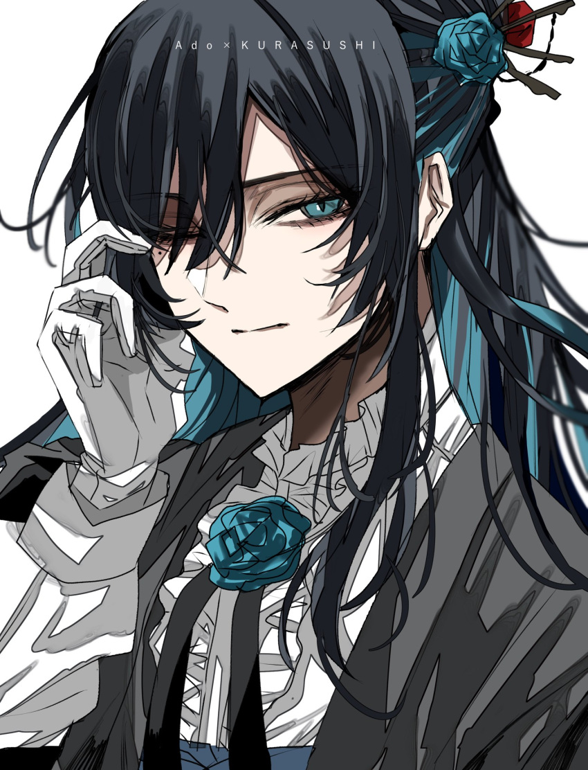 Safebooru - 1girl ado (utaite) blue eyes blue flower blue hair blue ...