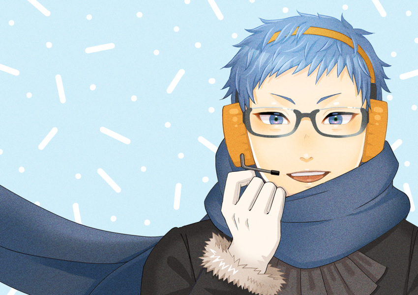 Safebooru - 1boy blue background blue eyes blue hair commentary request ...