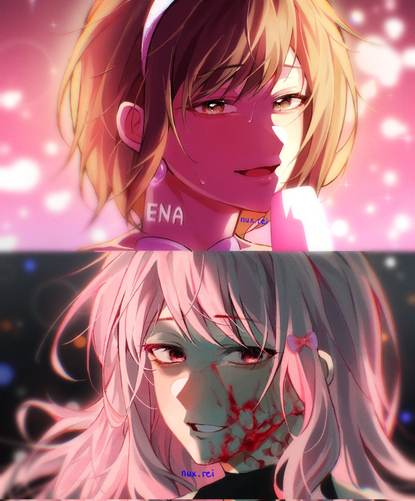Safebooru - 1girl 1other akiyama mizuki alien stage artist name black ...