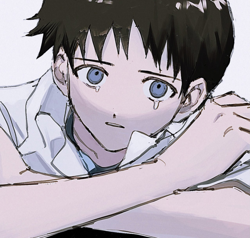 Safebooru - 1boy a12740807 black shirt blue eyes brown eyes collared ...