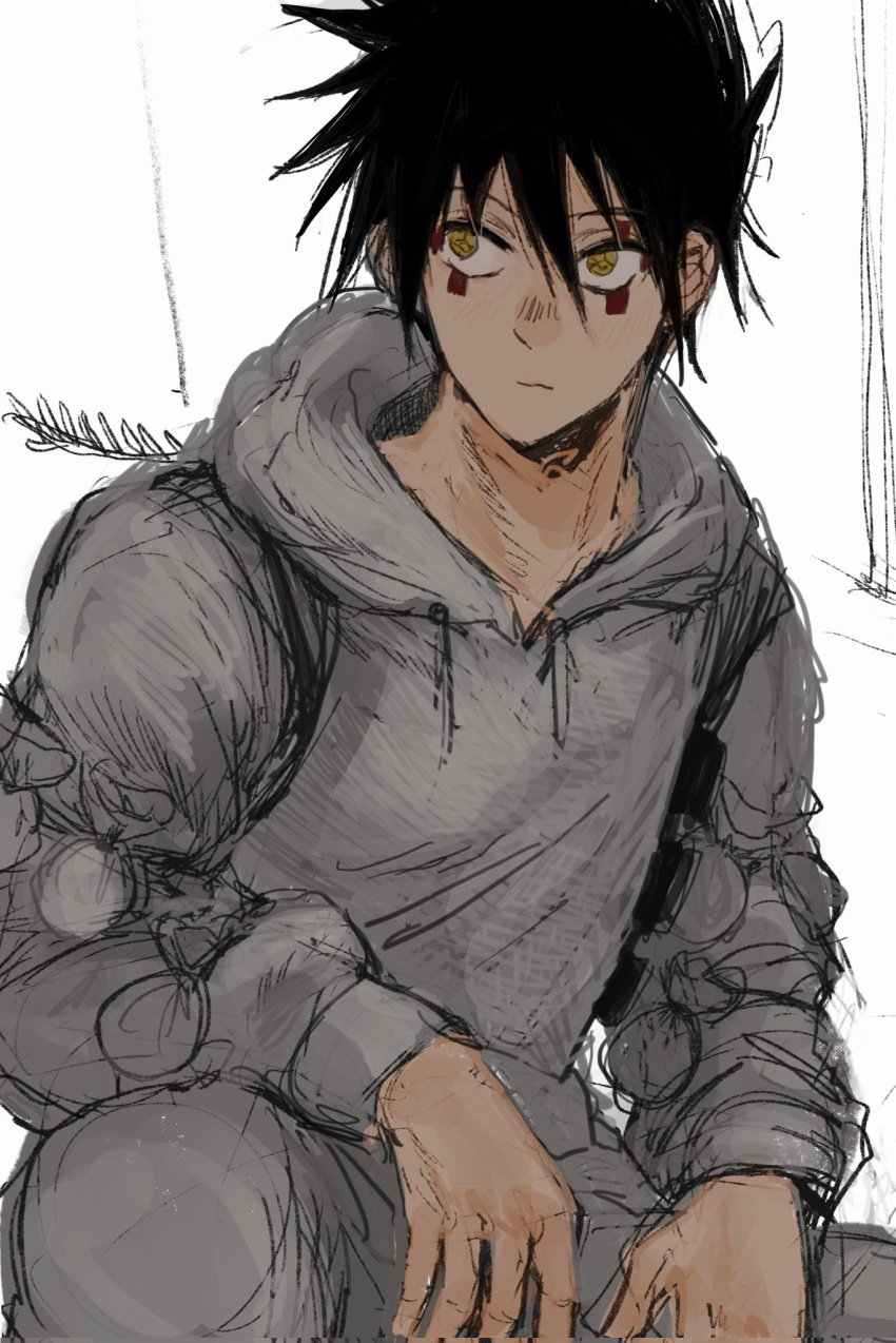 Safebooru - 1boy black hair closed mouth cowboy shot dokuga dorohedoro expressionless eye tattoo ...