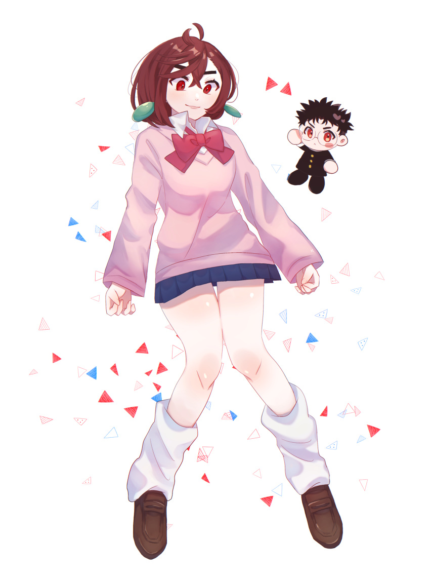 Safebooru - 1boy 1girl absurdres ayase momo black hair blue skirt brown eyes brown footwear ...