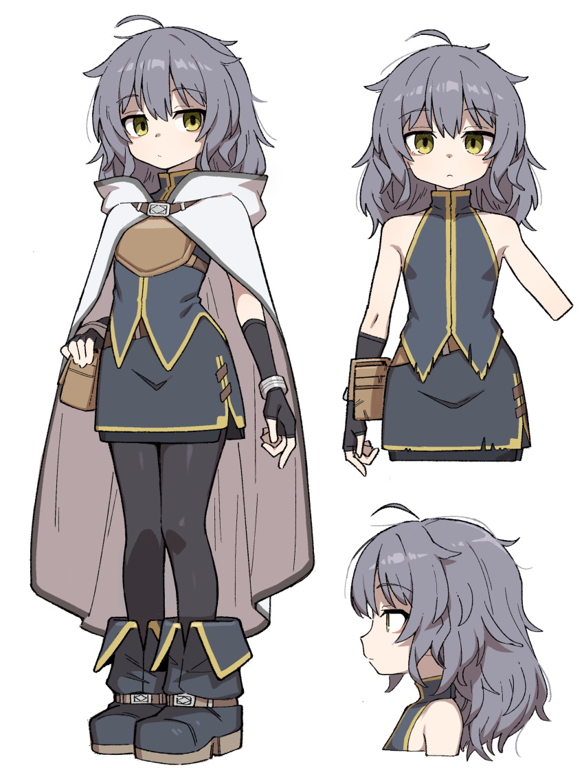 Safebooru - 1girl absurdres ahoge bag bare shoulders black pantyhose blonde hair boots cloak ...