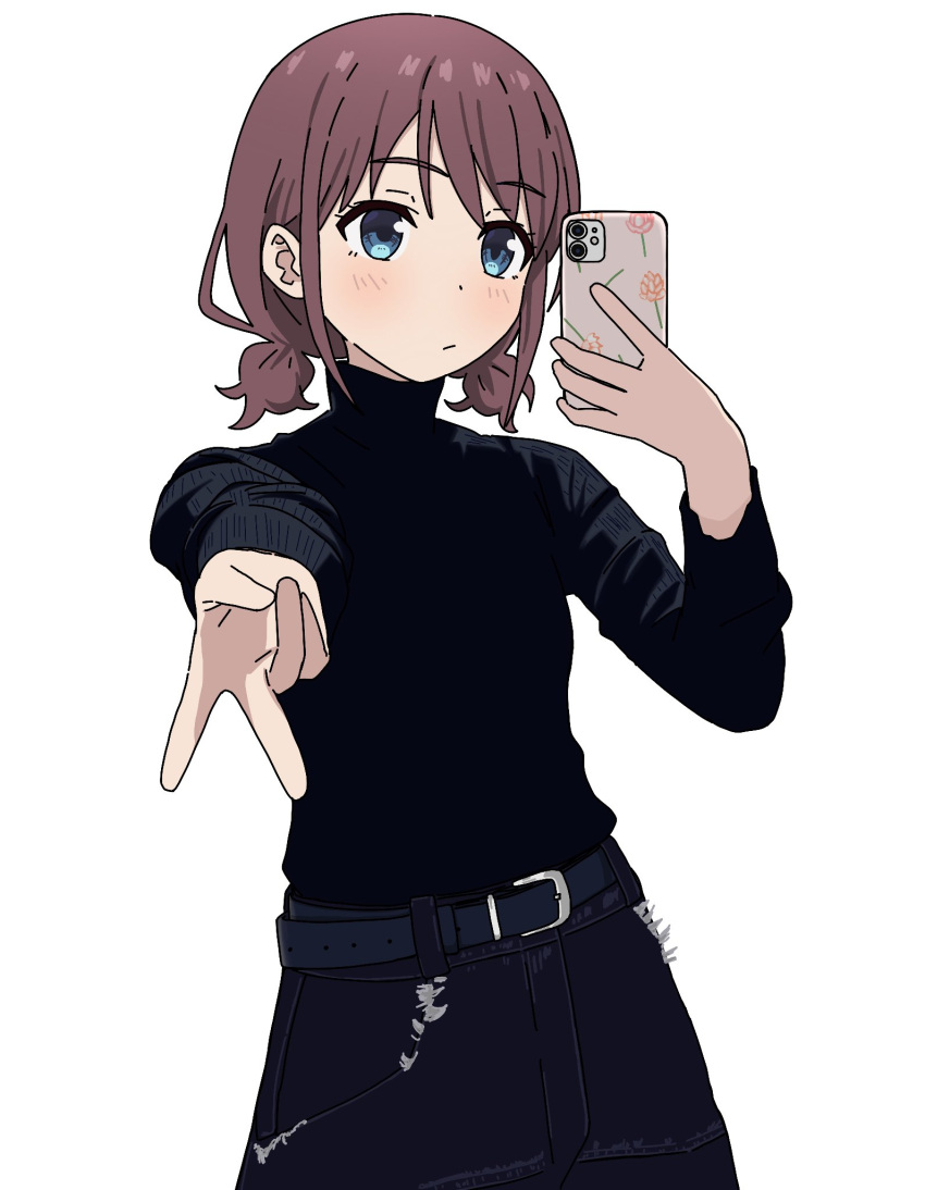 Safebooru 1girl Belt Belt Buckle Blue Belt Blue Eyes Blue Pants Brown 1471