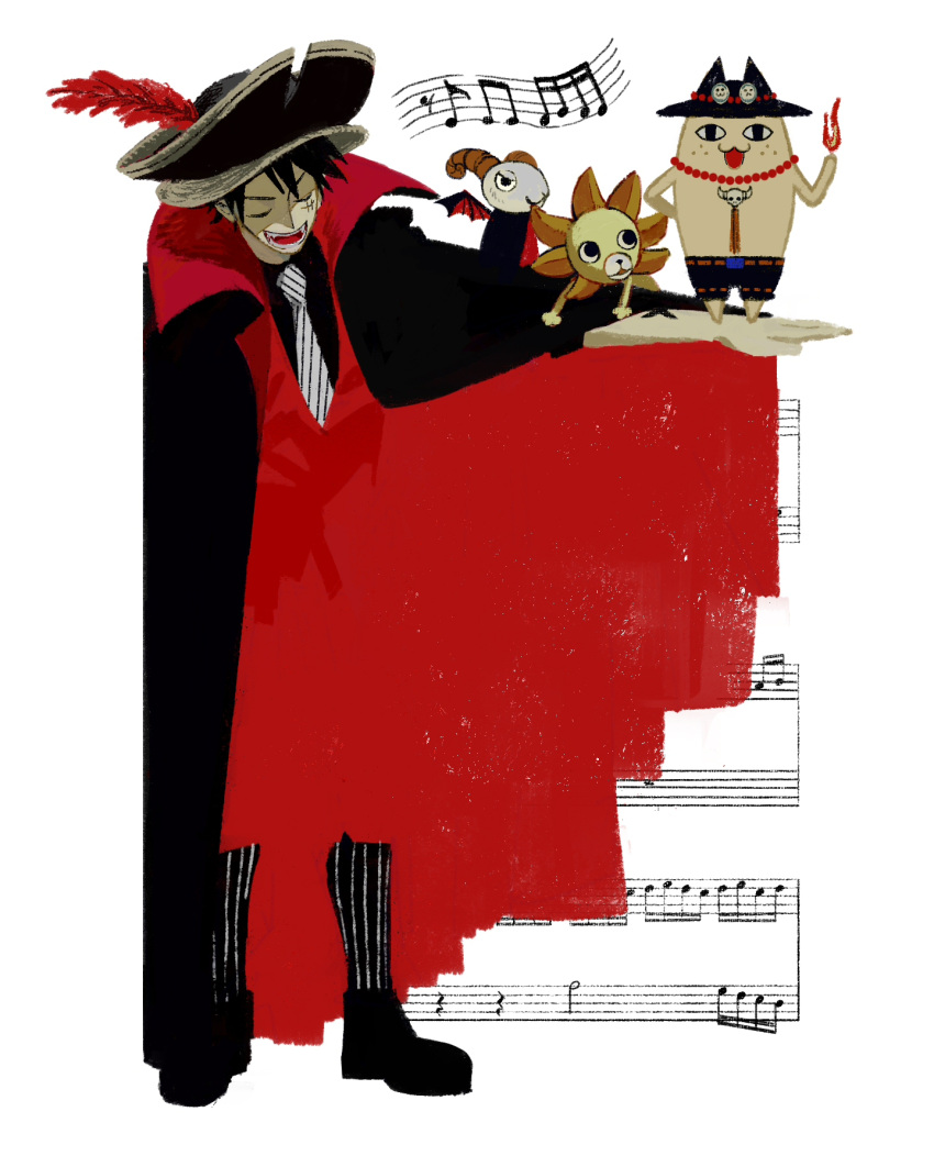 Safebooru - 1boy azumanga daioh black cloak black shirt cloak cosplay fire going merry ...