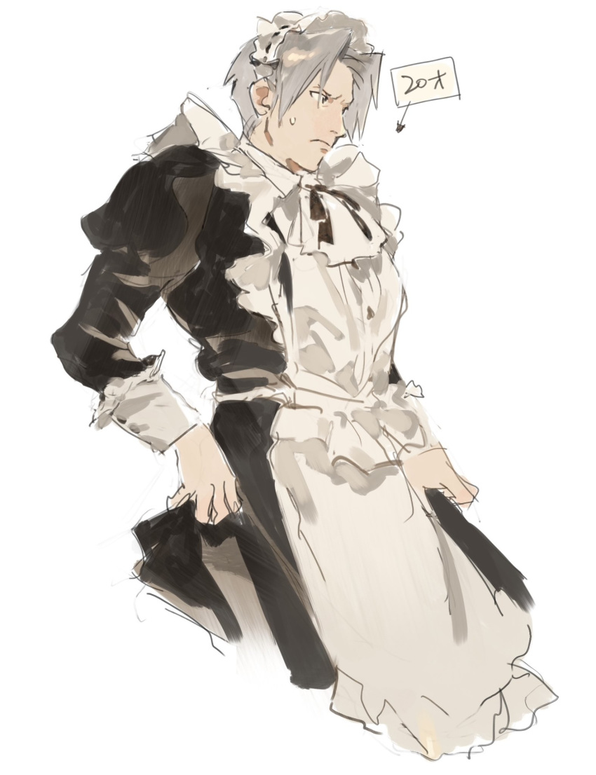 Safebooru - 1boy ace attorney apron ascot black ribbon crossdressing ...