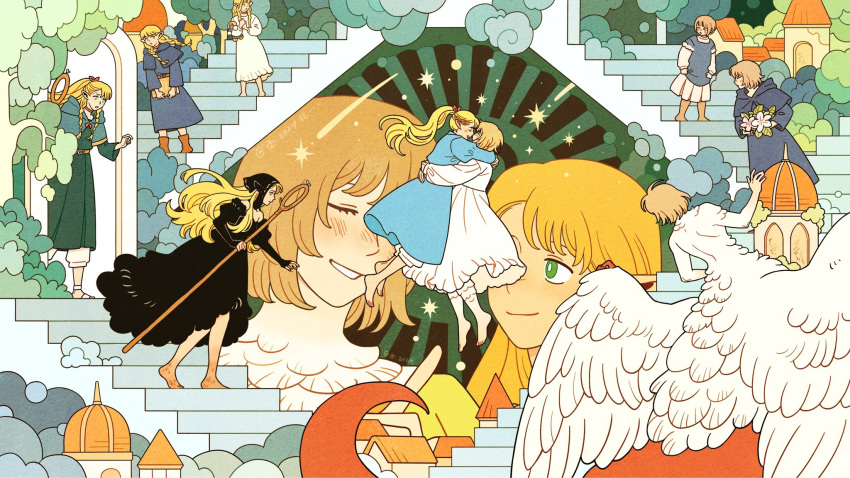 Safebooru - 2girls ^ ^ aged down ambrosia (dungeon meshi) baggy pants barefoot belt belt buckle ...