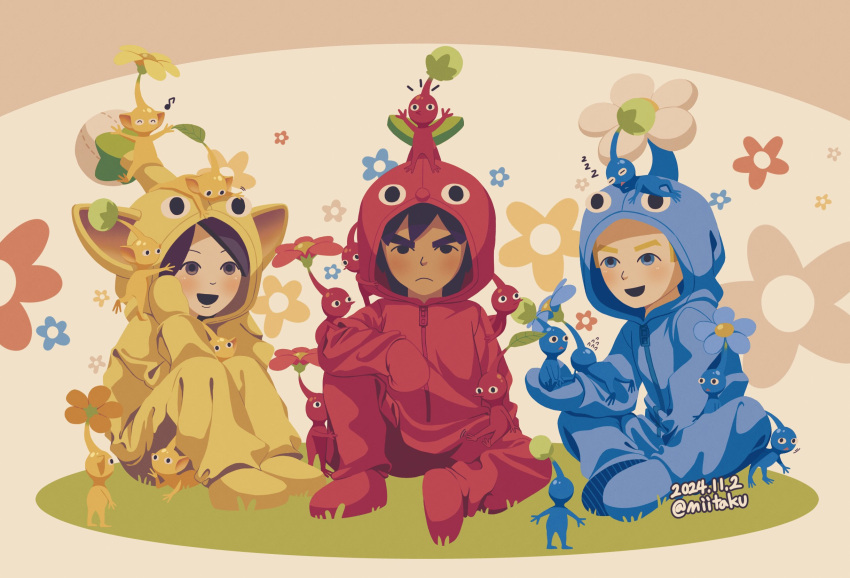 Safebooru - 1girl 2boys :d animal animification black hair blonde hair ...