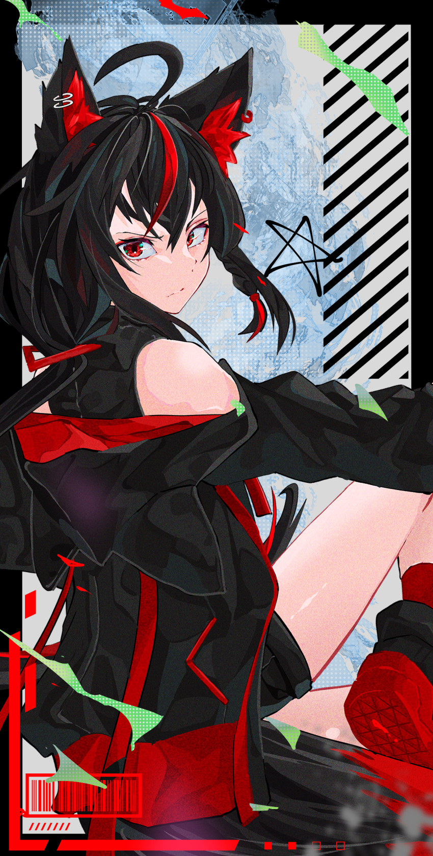 Safebooru - 1girl absurdres ahoge animal ear fluff animal ears ao no kitsune bangs black hair ...