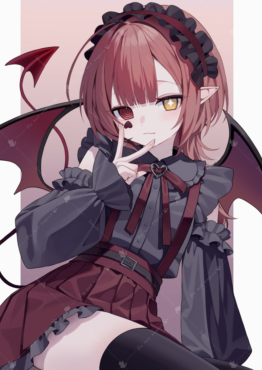 Safebooru - 1girl absurdres black shirt commission demon girl demon ...