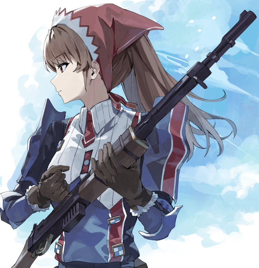 Safebooru - 1girl alicia melchiott armor black gloves brown eyes brown ...